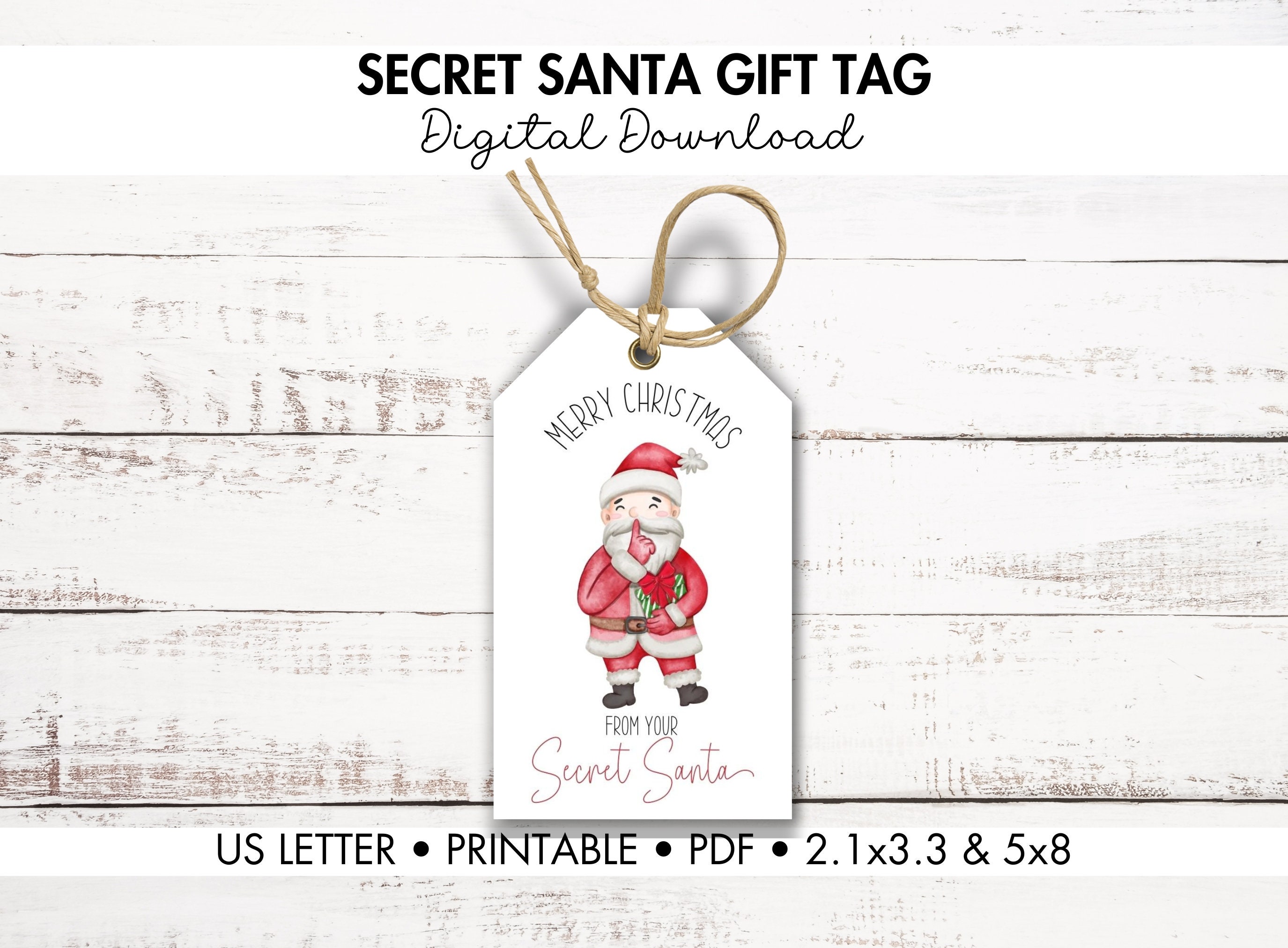 Secret Santa Gift Tags Printable - Etsy