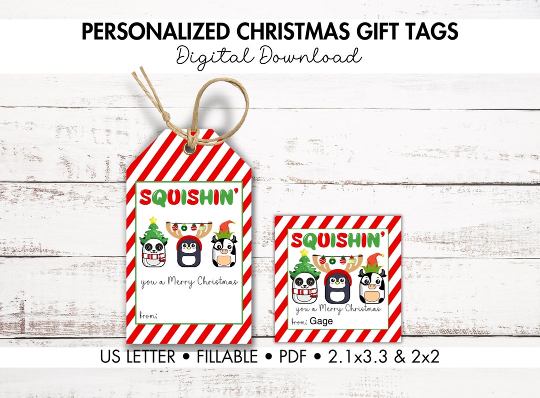 Squishin You a Merry Christmas Gift Tags - Etsy