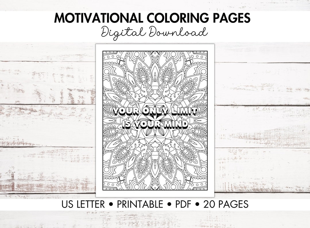 20 Mandala Motivational Coloring Pages, Adult and Teen Mandala Coloring ...