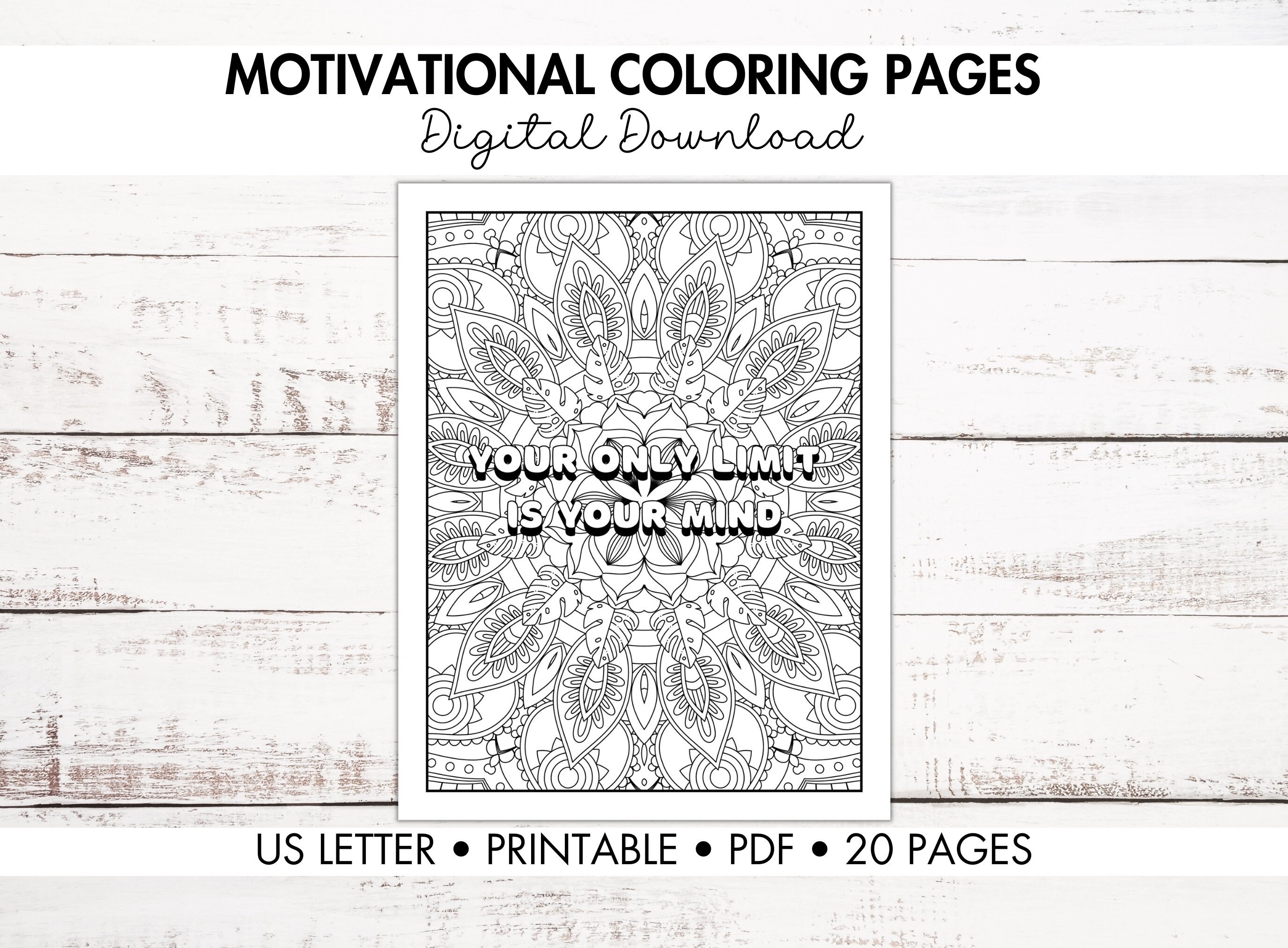 20 Mandala Motivational Coloring Pages, Adult and Teen Mandala Coloring ...