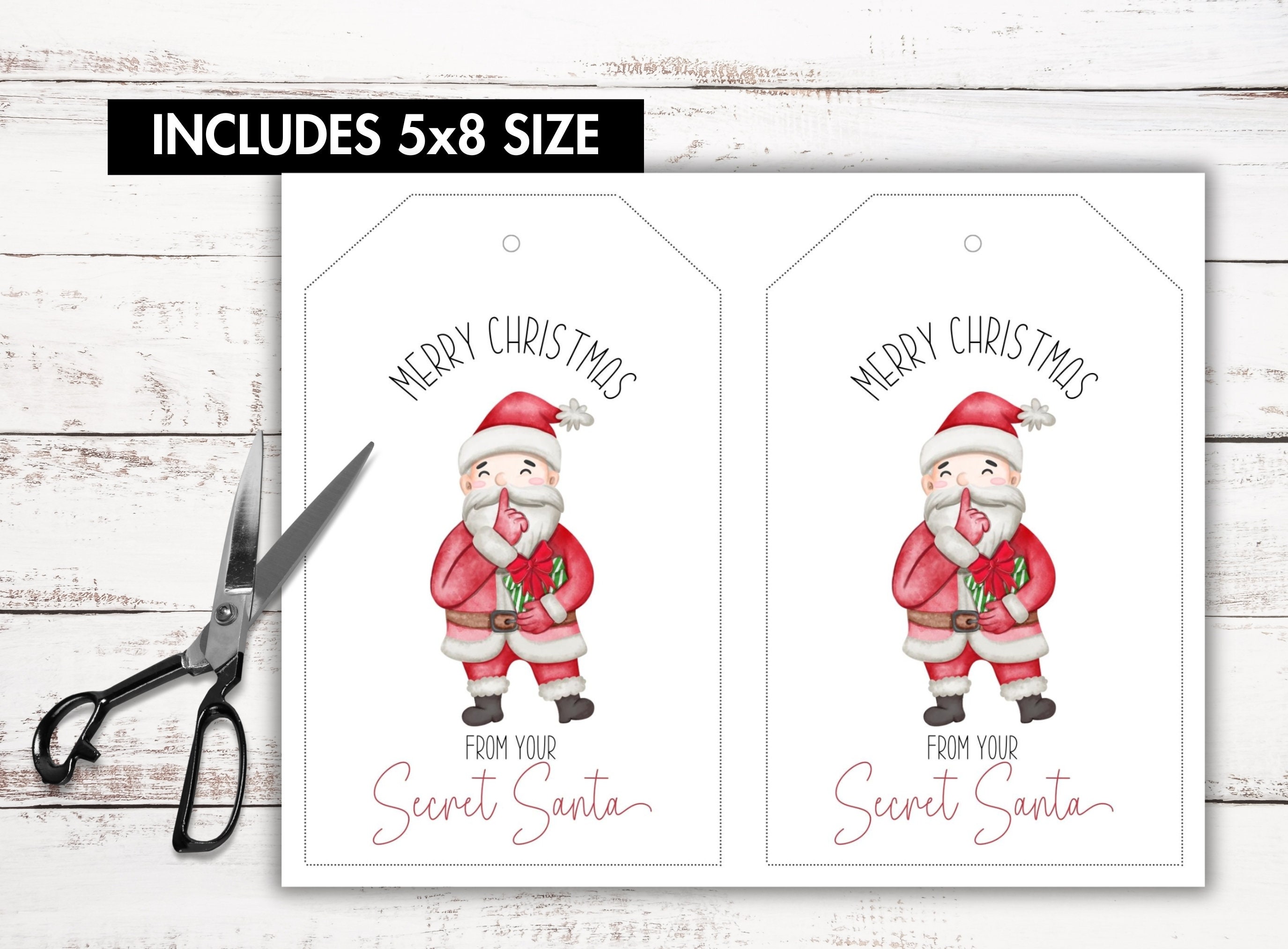 Secret Santa Gift Tags Printable - Etsy