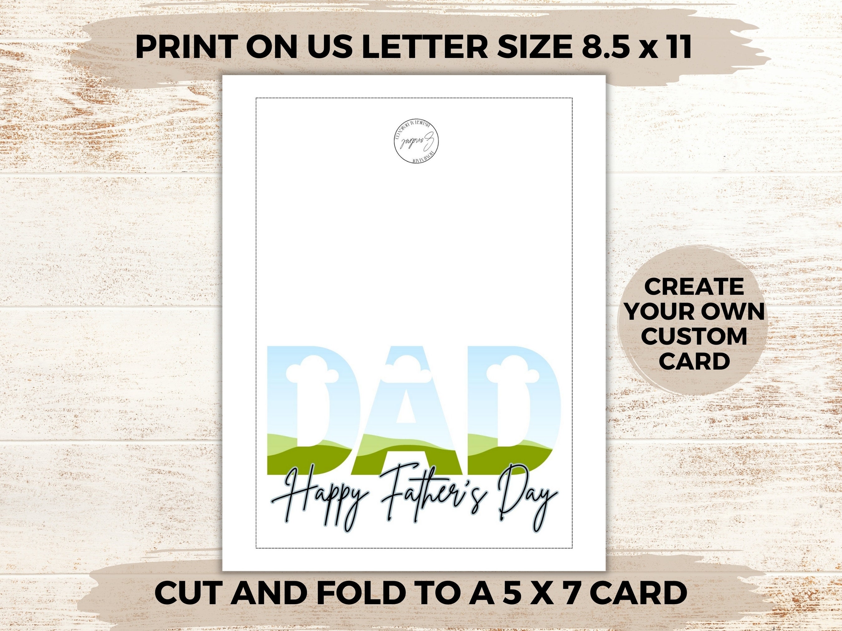 Father's Day Greeting Card, Template Card for Dad, Gift for Dad ...