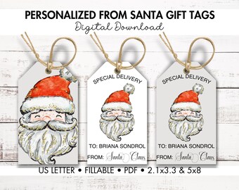 Santa Gift Tags Printable File You Print / Tags From Santa / Christmas ...