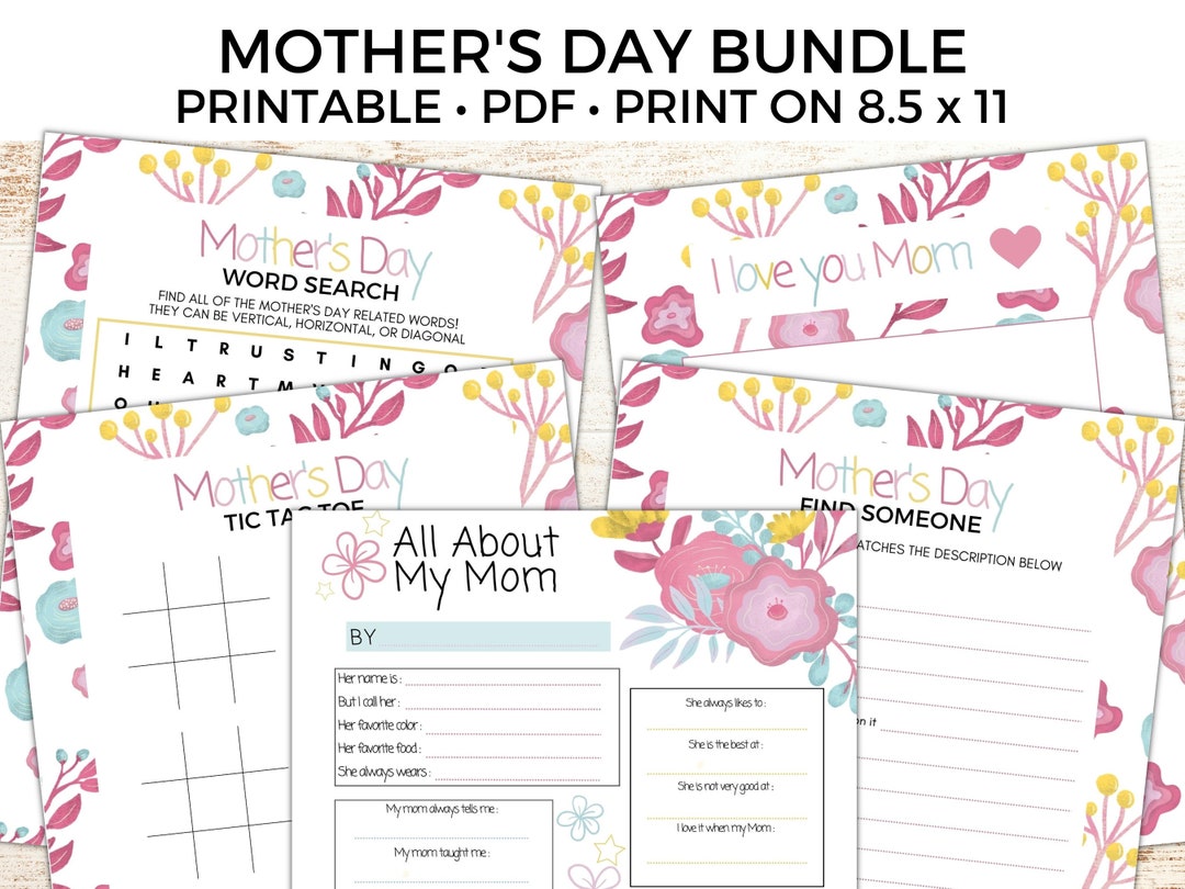 Mother's Day Printable Bundle, Mother's Day 5 Activities Bundle, Mother ...