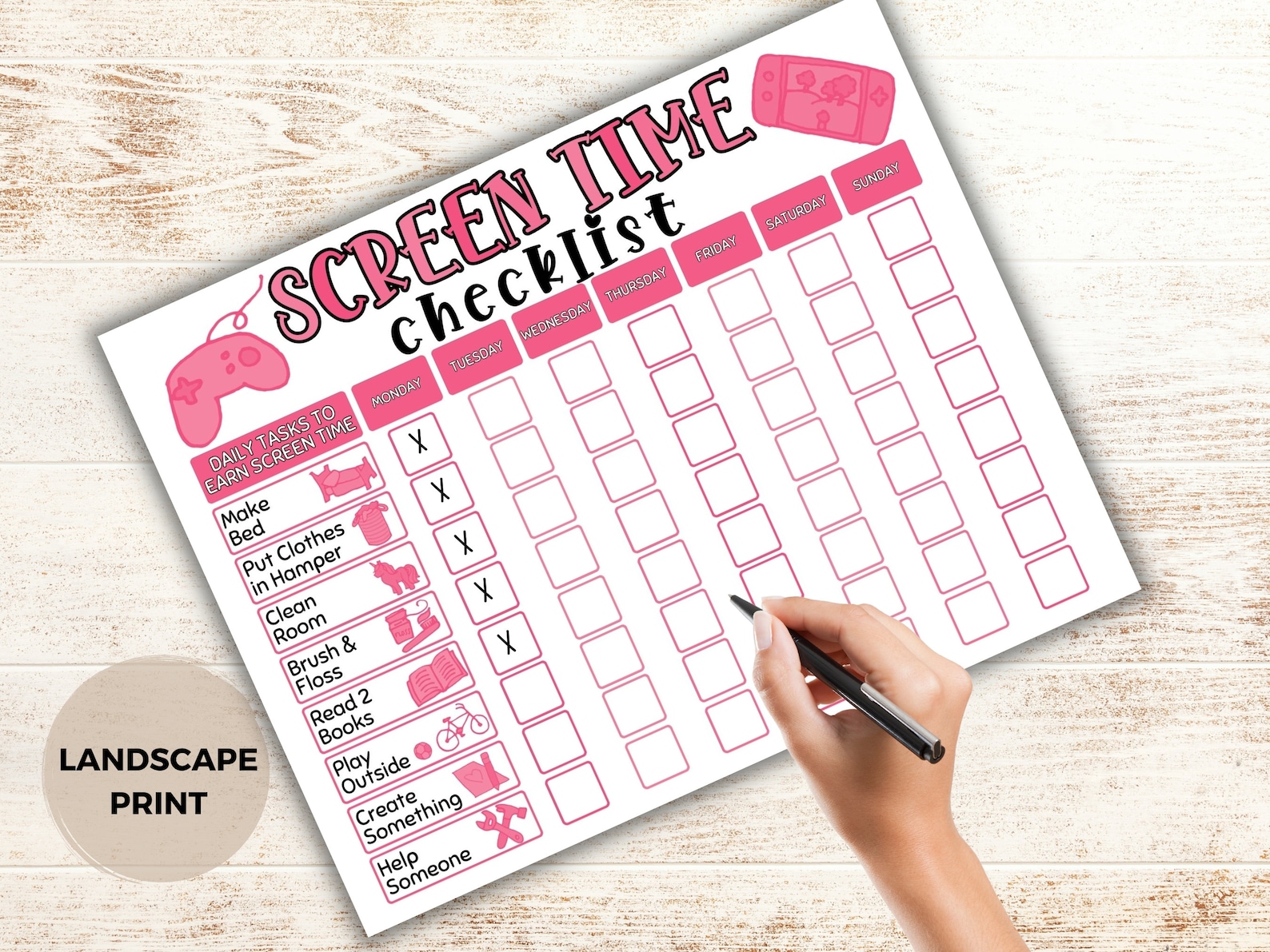 Screen Time Checklist, Screen Time Chart Checklist, Printable Screen ...