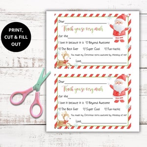 Printable Christmas Thank You Cards for Kids - Etsy