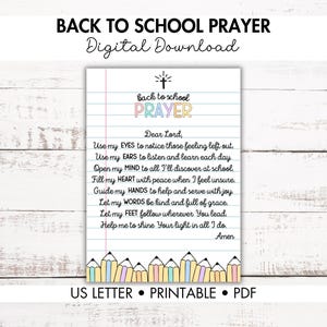 Back to School Prayer Printable, Backpack Blessing, Back to School ...