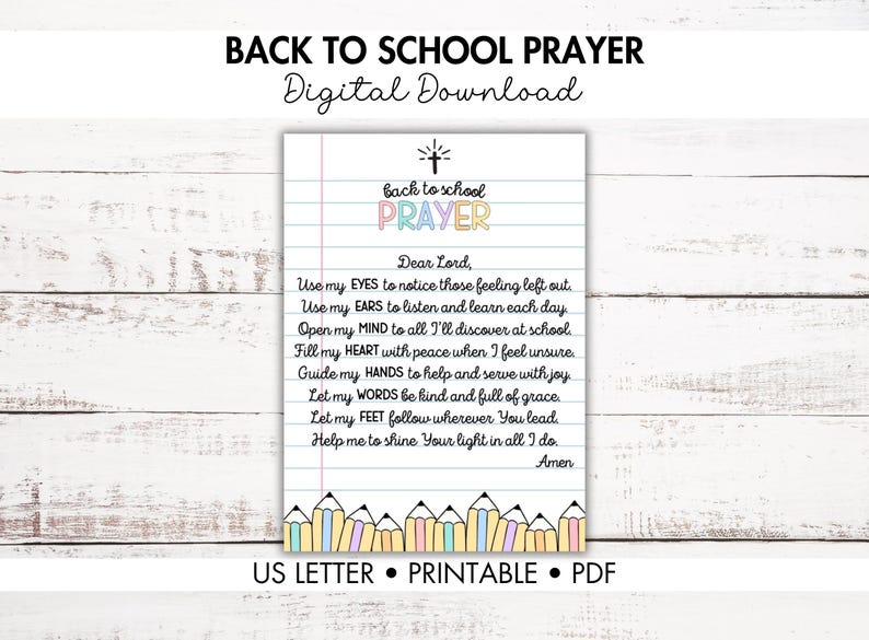 Back to School Prayer Printable, Backpack Blessing, Back to School ...