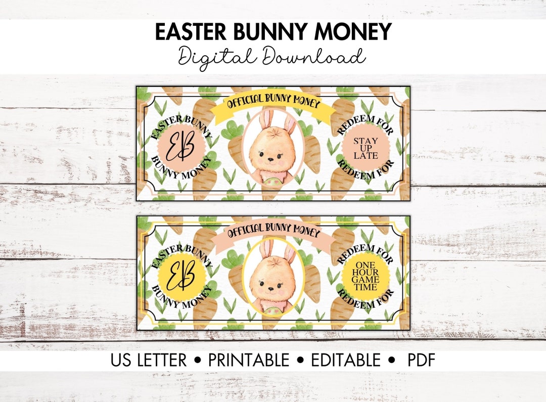 Easter Bunny Money, Easter Egg Hunt, Easter Basket, Bunny Money ...