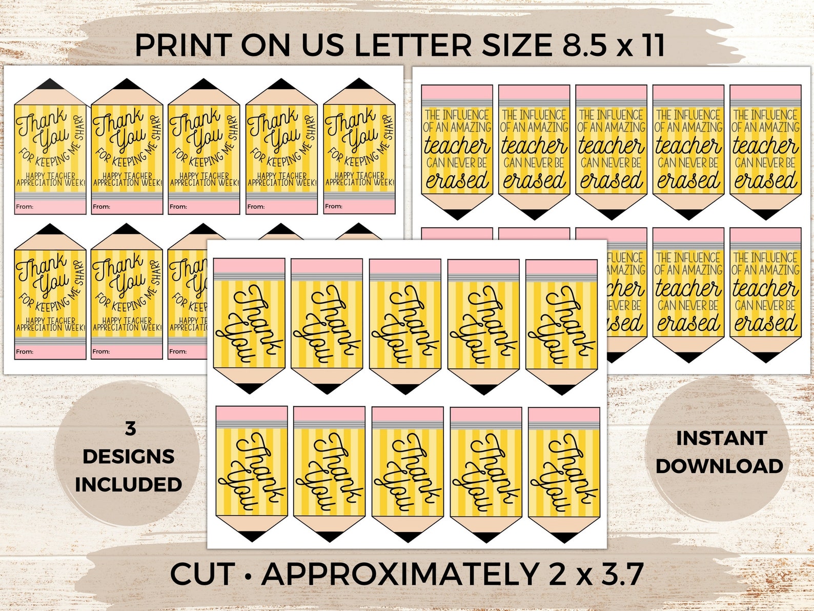Teacher Appreciation Printable Tags, Thank You Gift Tags Printable ...