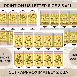 Teacher Appreciation Printable Tags, Thank You Gift Tags Printable ...