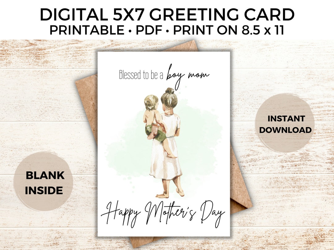 Mother's Day Boy Mama Greeting Card, Card for Mom, Printable PDF ...