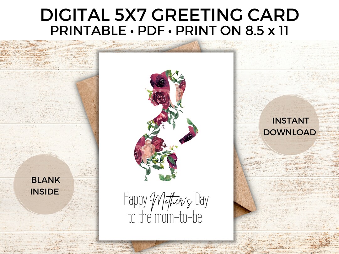 Mom to Be Mother's Day Card, Pregnant, PDF, Watercolor, Flowers, Love ...