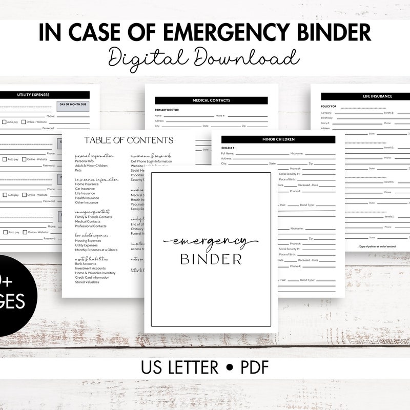 Family Emergency Binder Printable - Etsy