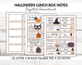Halloween Lunch Box Notes for Kids, Lunchbox Notes, Lunchbox Note ...