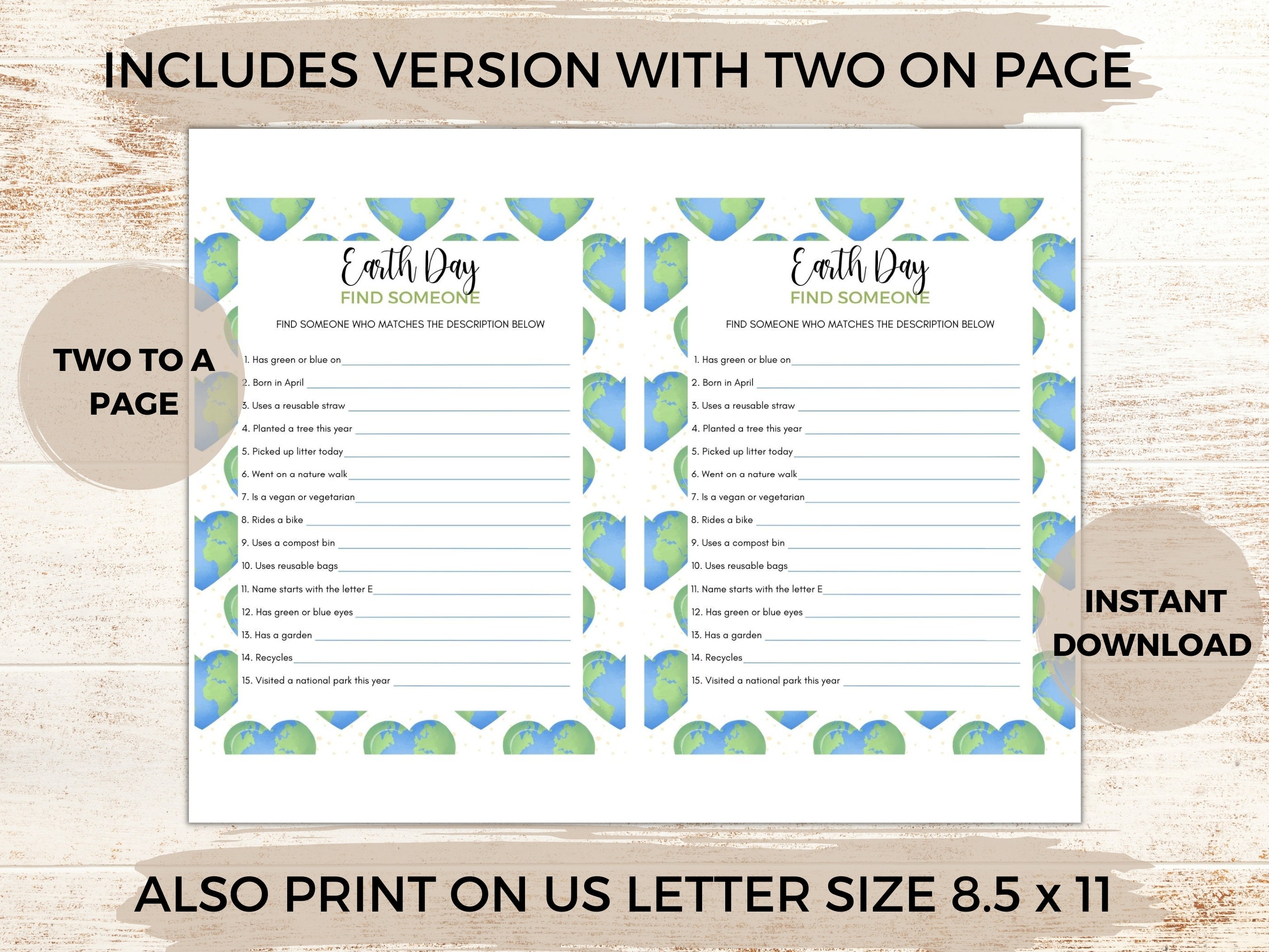 Earth Day Game Bundle, Earth Day Printable Game for Kids & Adults ...