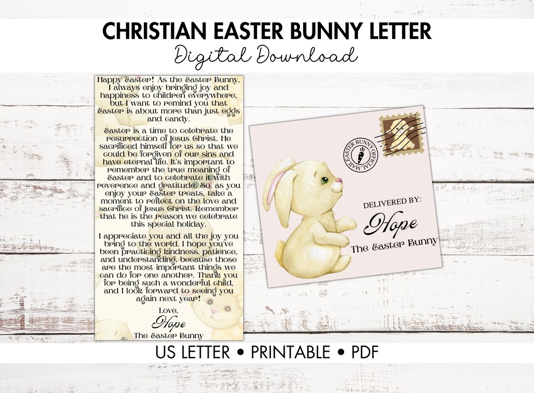 Mini Christian Easter Bunny Letter, Easter Bunny Letter, Christian ...