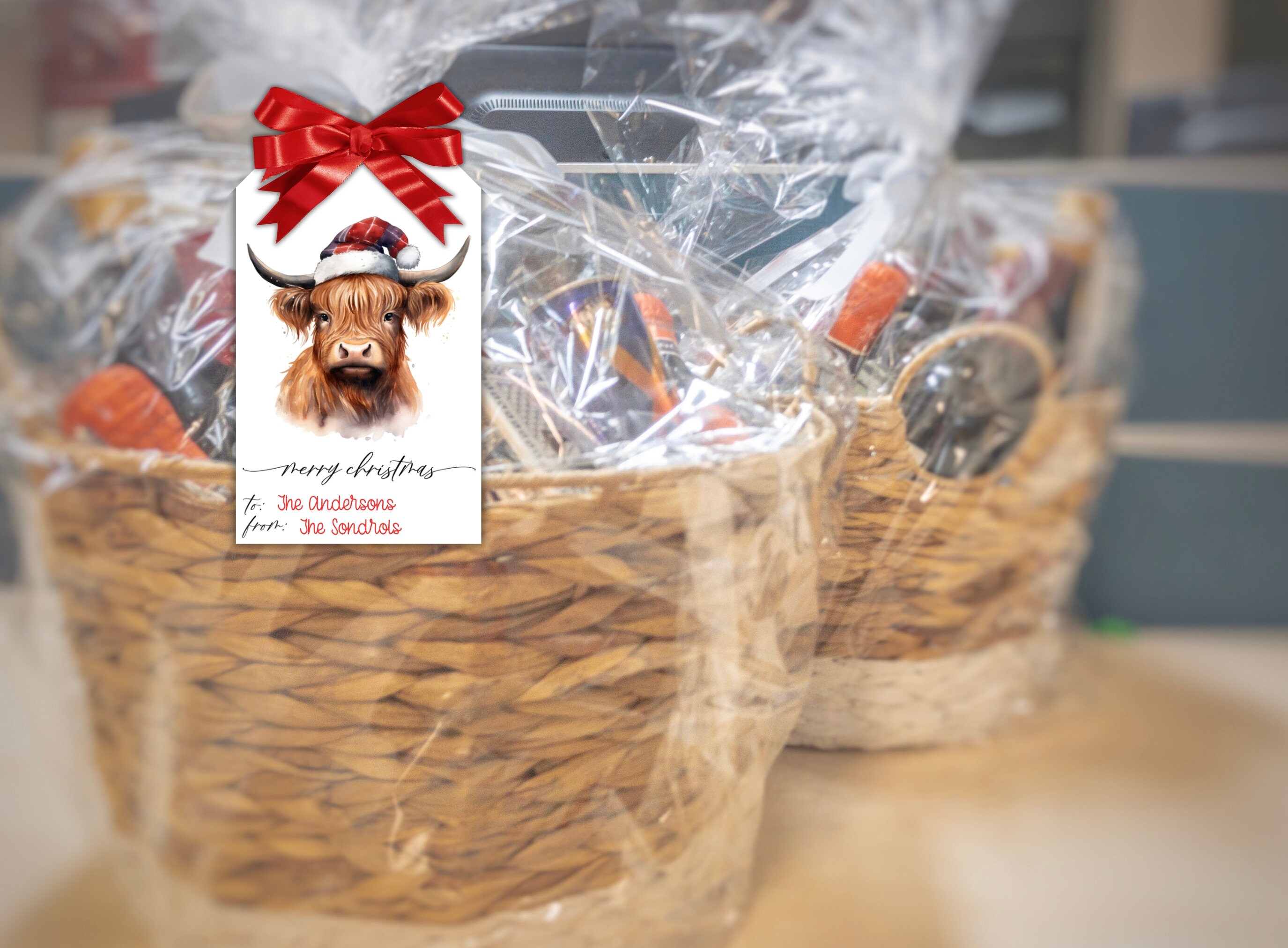 Christmas Highland Cow Gift Tag - Etsy