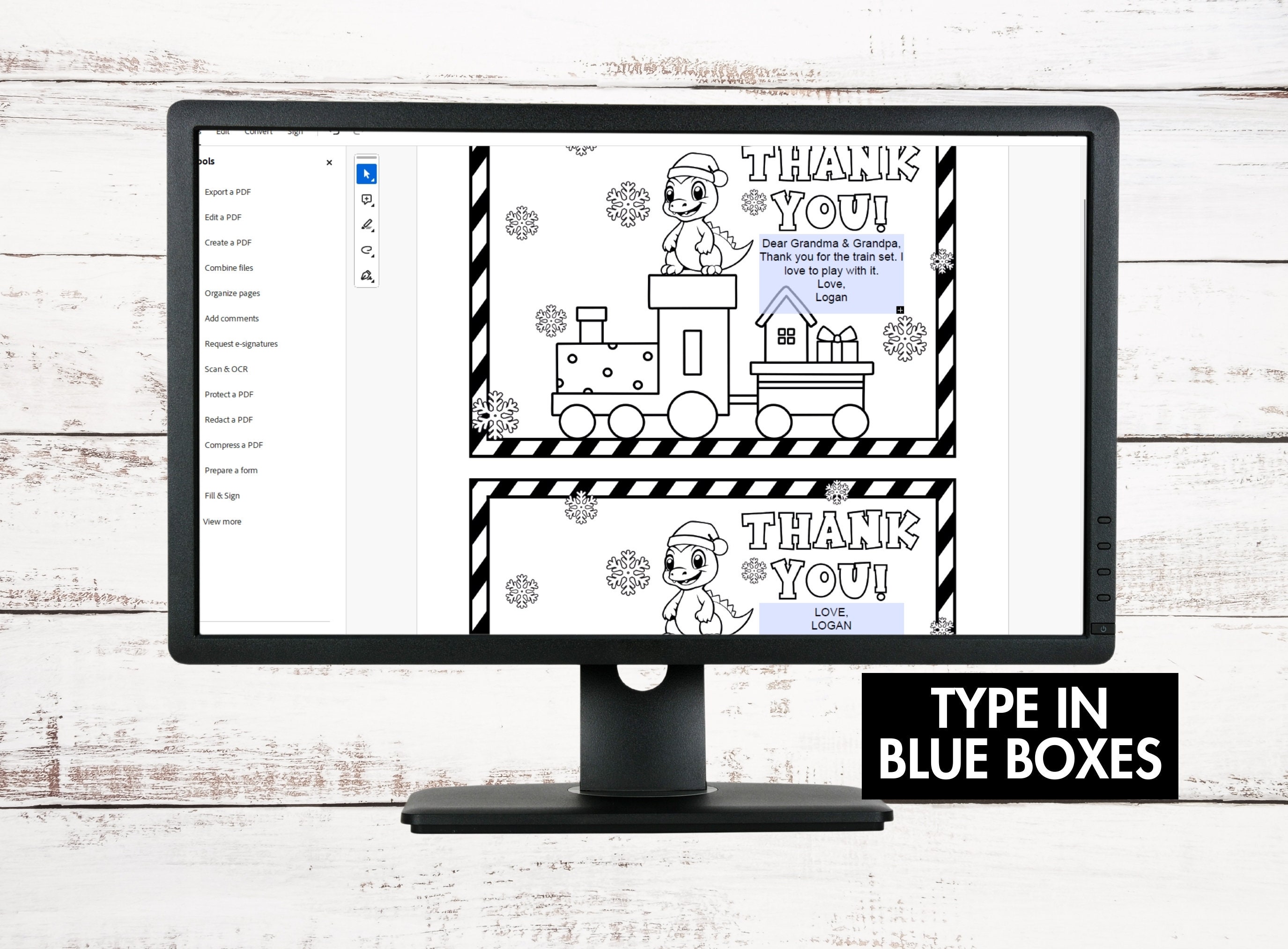 Printable Coloring Christmas Thank You Cards for Toddlers - Etsy