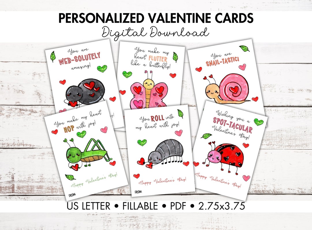 Printable Love Bug Valentines Personalized - Etsy