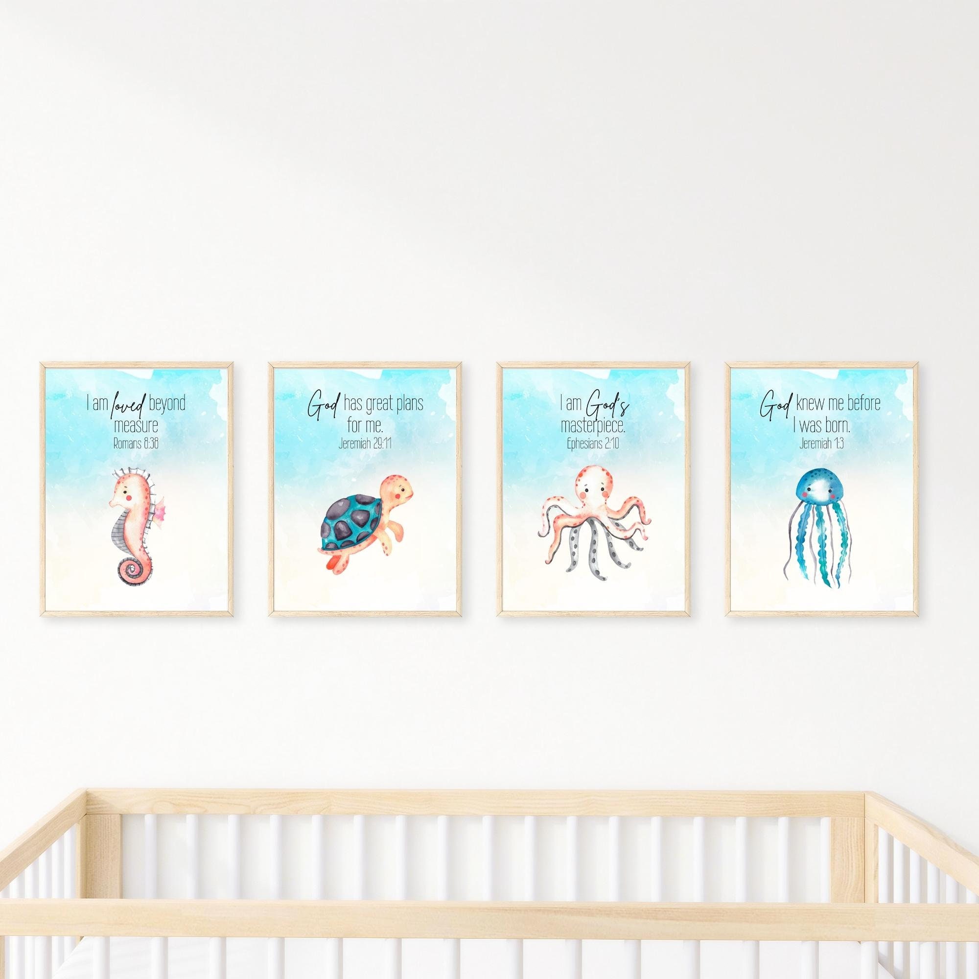 Kids Bible Verse Prints, Ocean Wall Art, Christian Nursery Decor ...