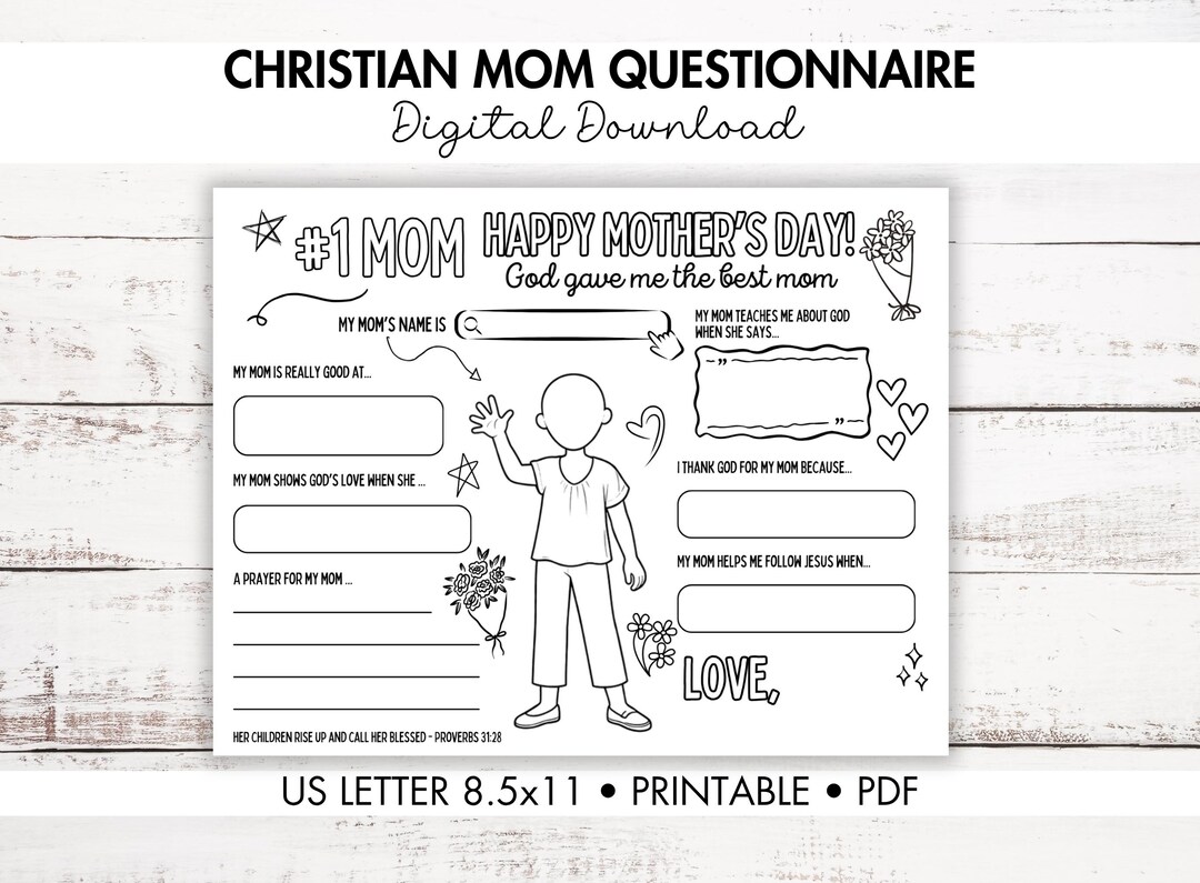 Christian Mother's Day Coloring Page for Kids, Faith Based Mother’s Day ...
