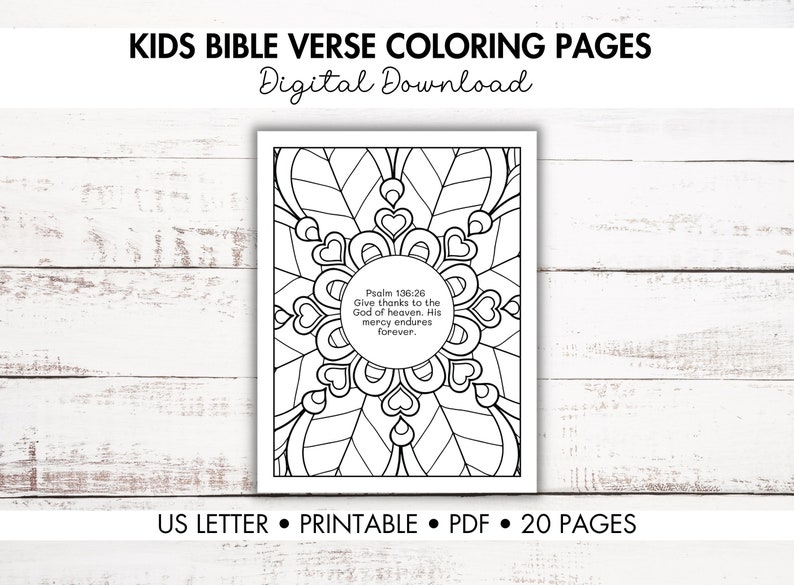 Kids 20 Page Bible Verse Mandala Coloring Pages, INSTANT DOWNLOAD ...
