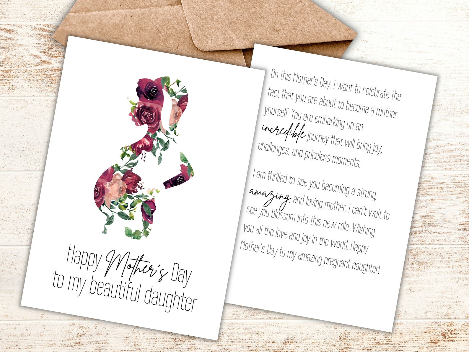 Daughter Mom to Be Mother's Day Card, Daughter Pregnant, PDF ...