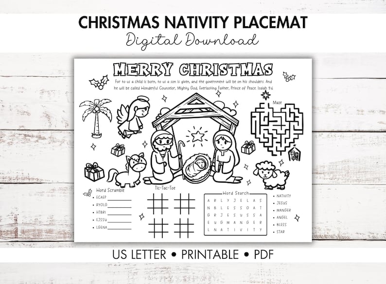 Christmas Nativity Activity Placemat - Etsy