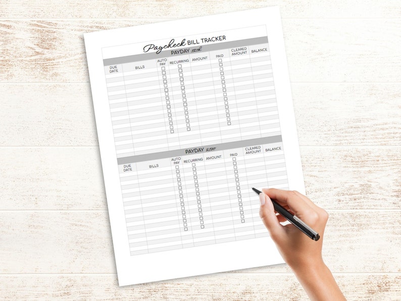 Paycheck Bill Tracker , Digital Download L Printable , PDF and Google ...
