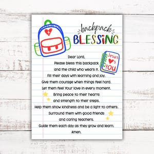 Backpack Blessing, Backpack Blessing Tags, Back to School Prayer ...