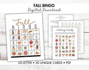 Fall Bingo Printable, Bingo Game for Senior Citizens, Mingle Bingo Game ...