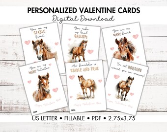 Printable Horse Valentines, Editable Pony Valentines, School Party ...