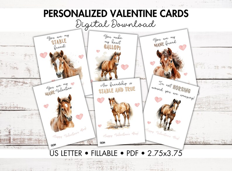 Printable Horse Valentines Personalized - Etsy