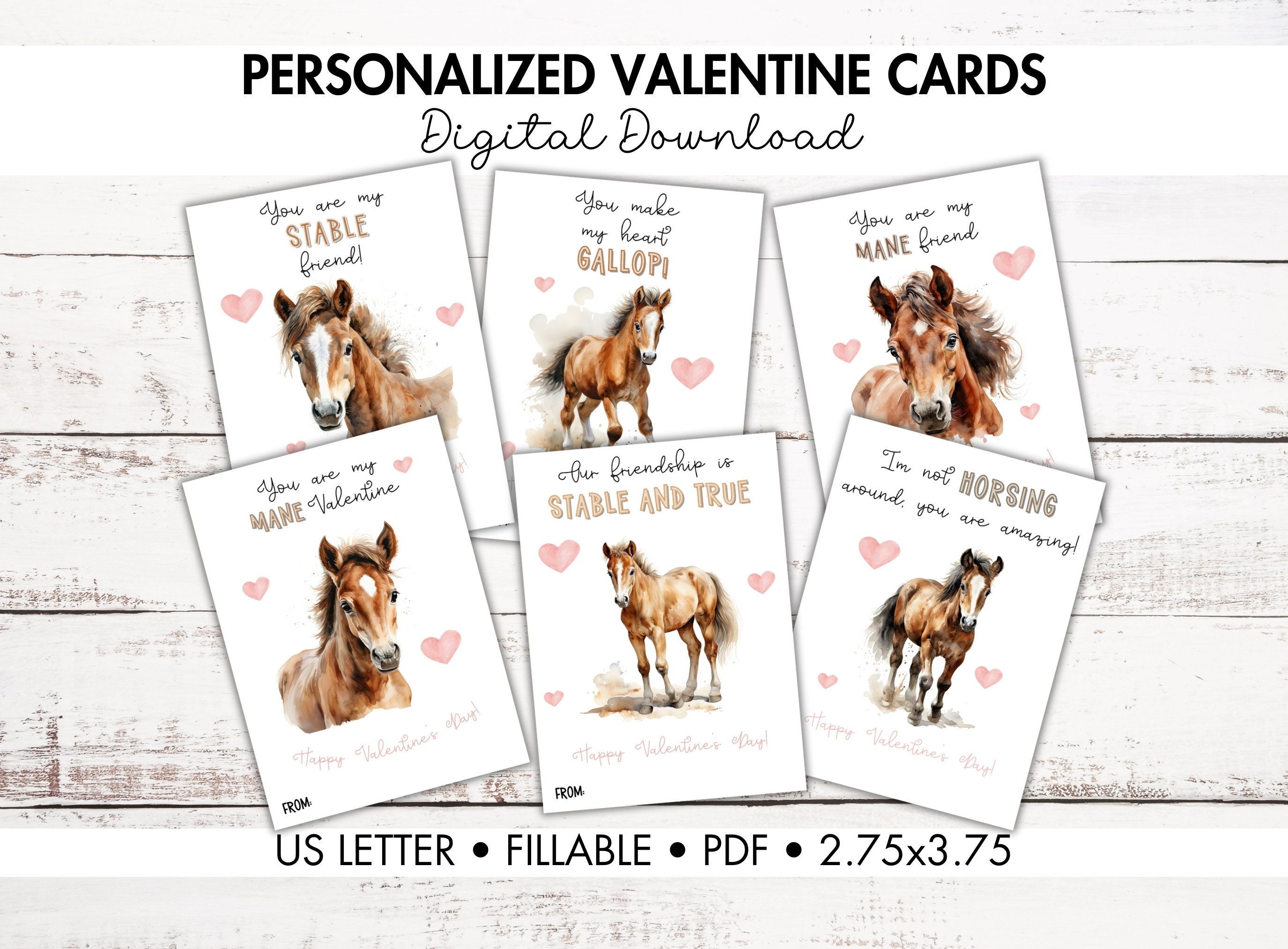 Printable Horse Valentines Personalized - Etsy