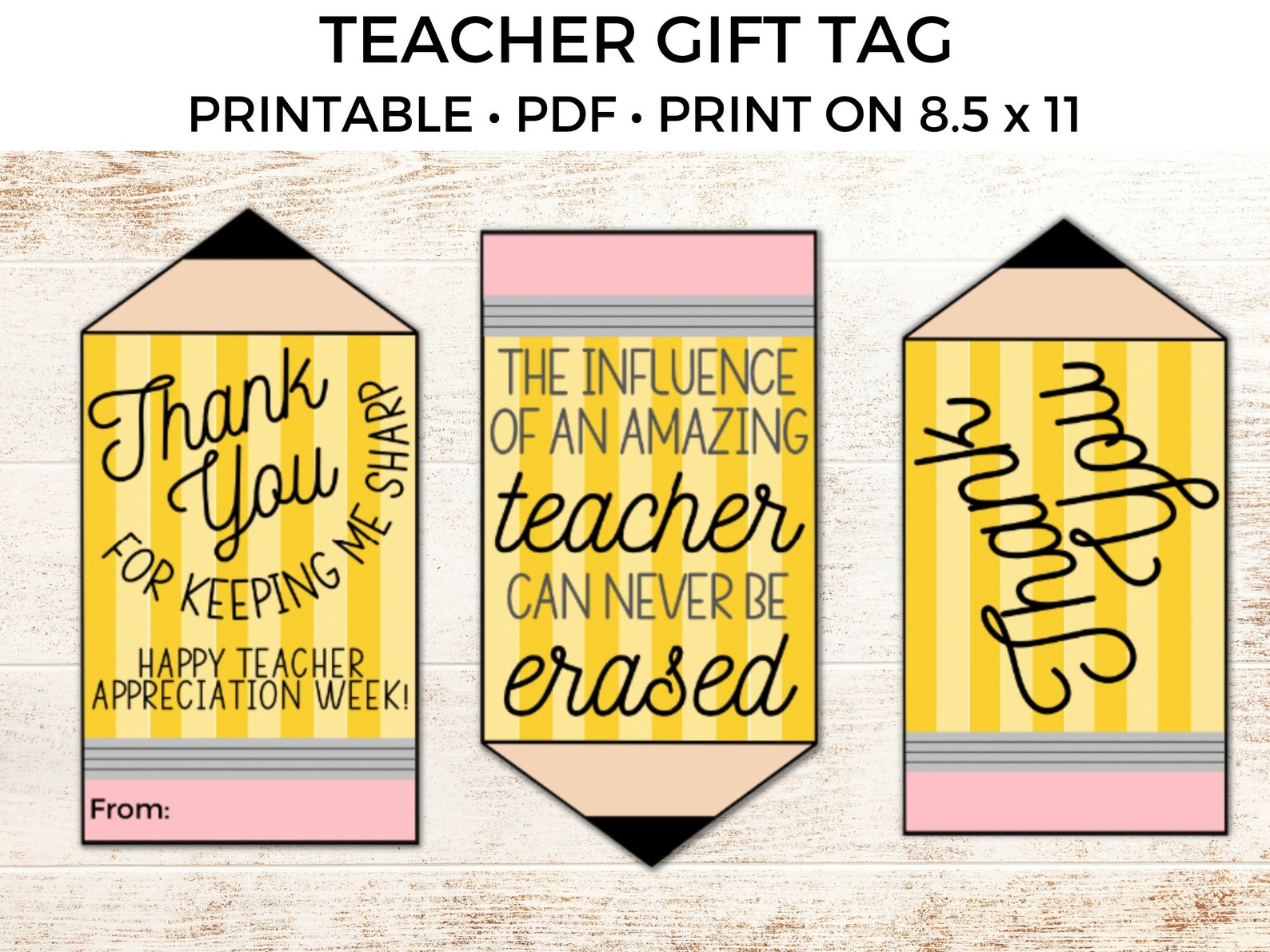 Teacher Appreciation Printable Tags, Thank You Gift Tags Printable ...