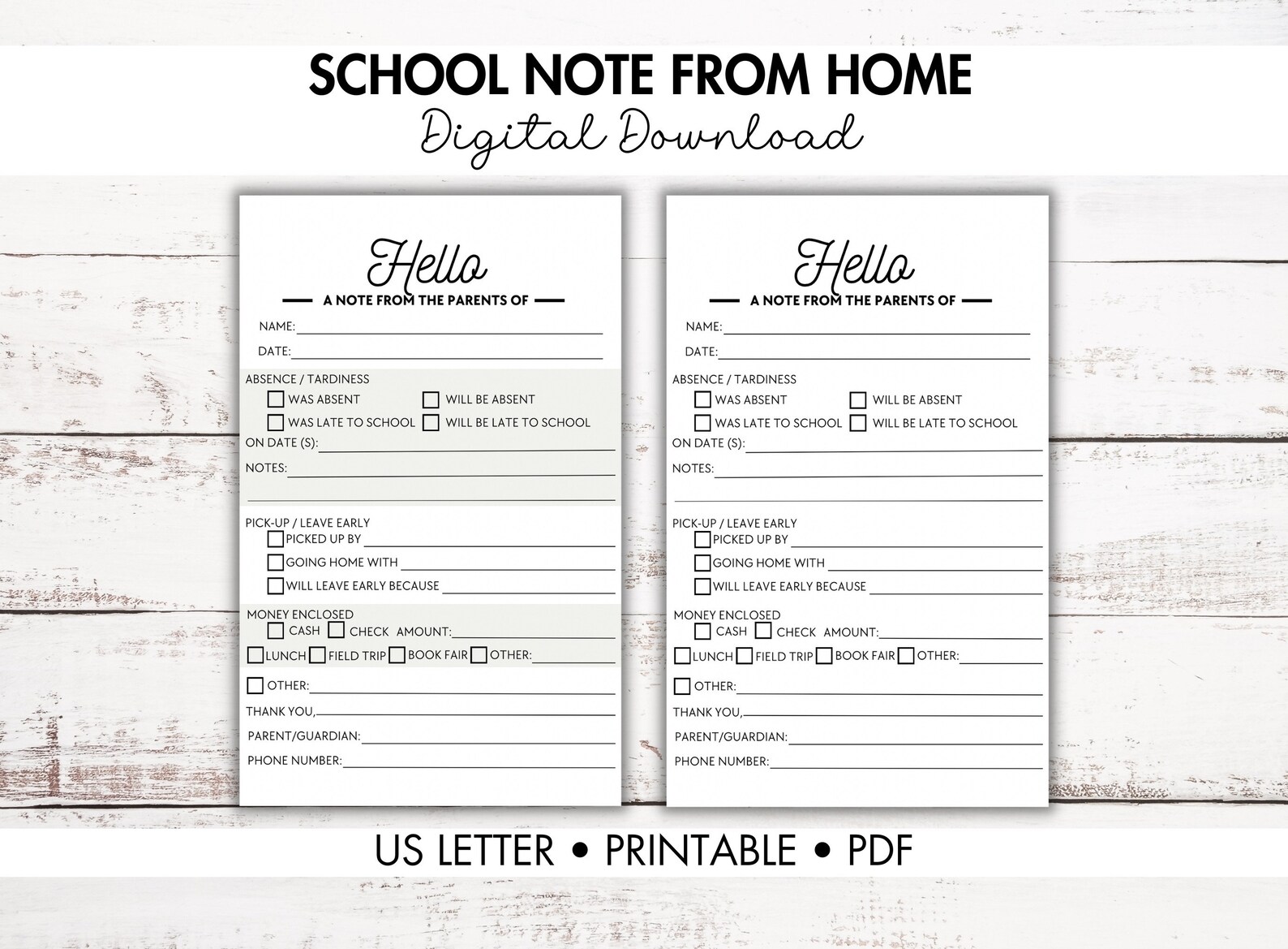 School Note From Home, School Excuse Note, Printable School Notes, Note ...
