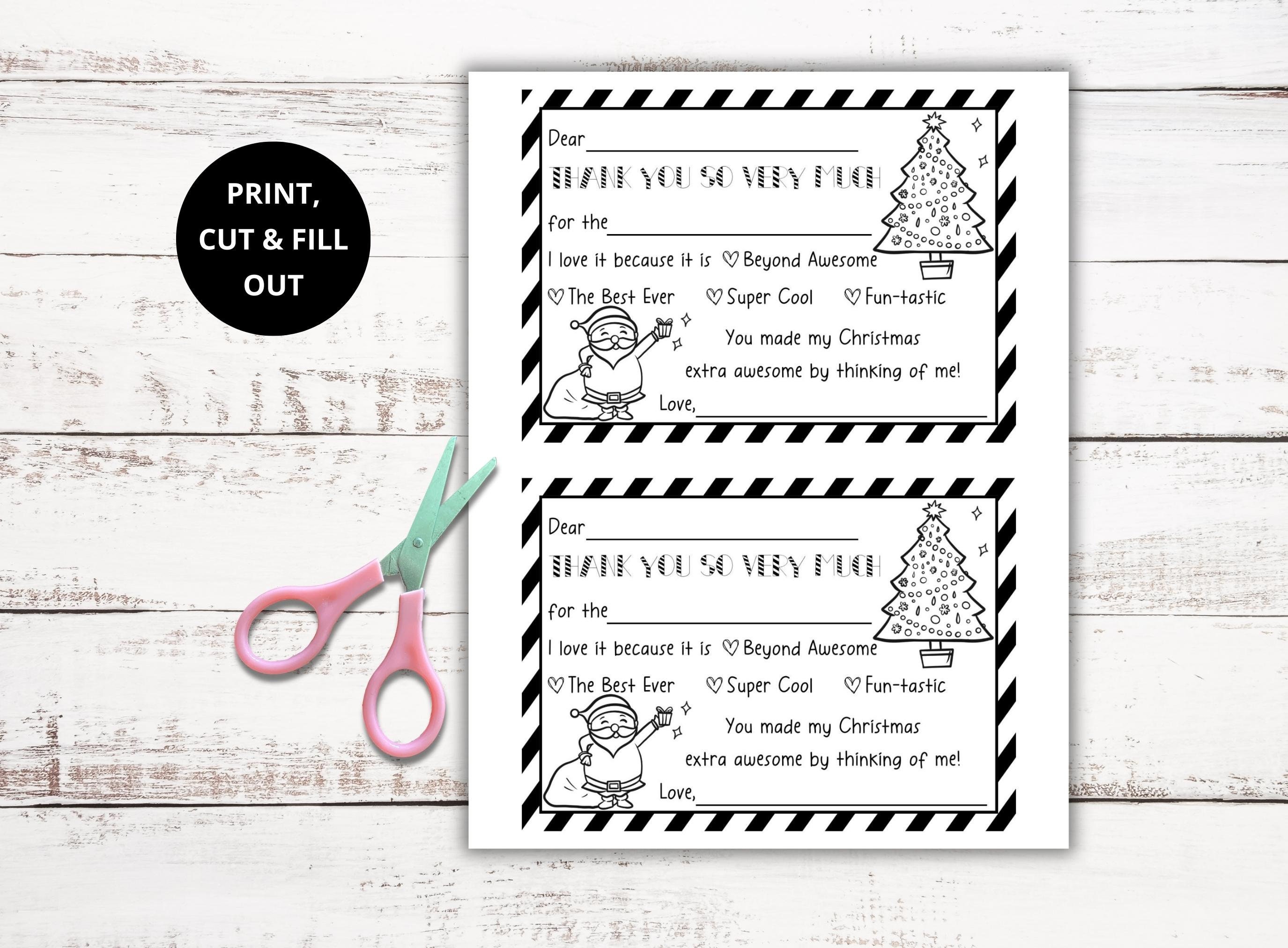 Printable Coloring Christmas Thank You Cards for Kids - Etsy