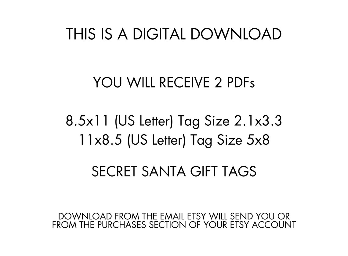 Secret Santa Gift Tags Printable - Etsy
