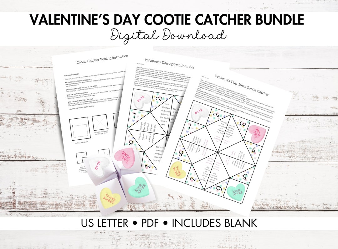 Valentine's Day Jokes & Affirmations Cootie Catcher Bundle - Etsy