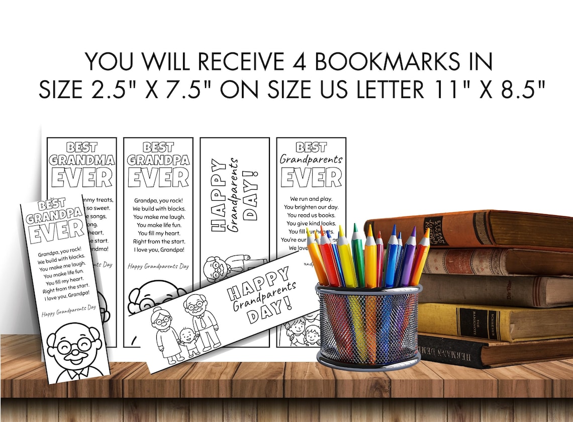 Grandparents Day Bookmarks, Coloring Bookmarks Printable, Bookmark From ...