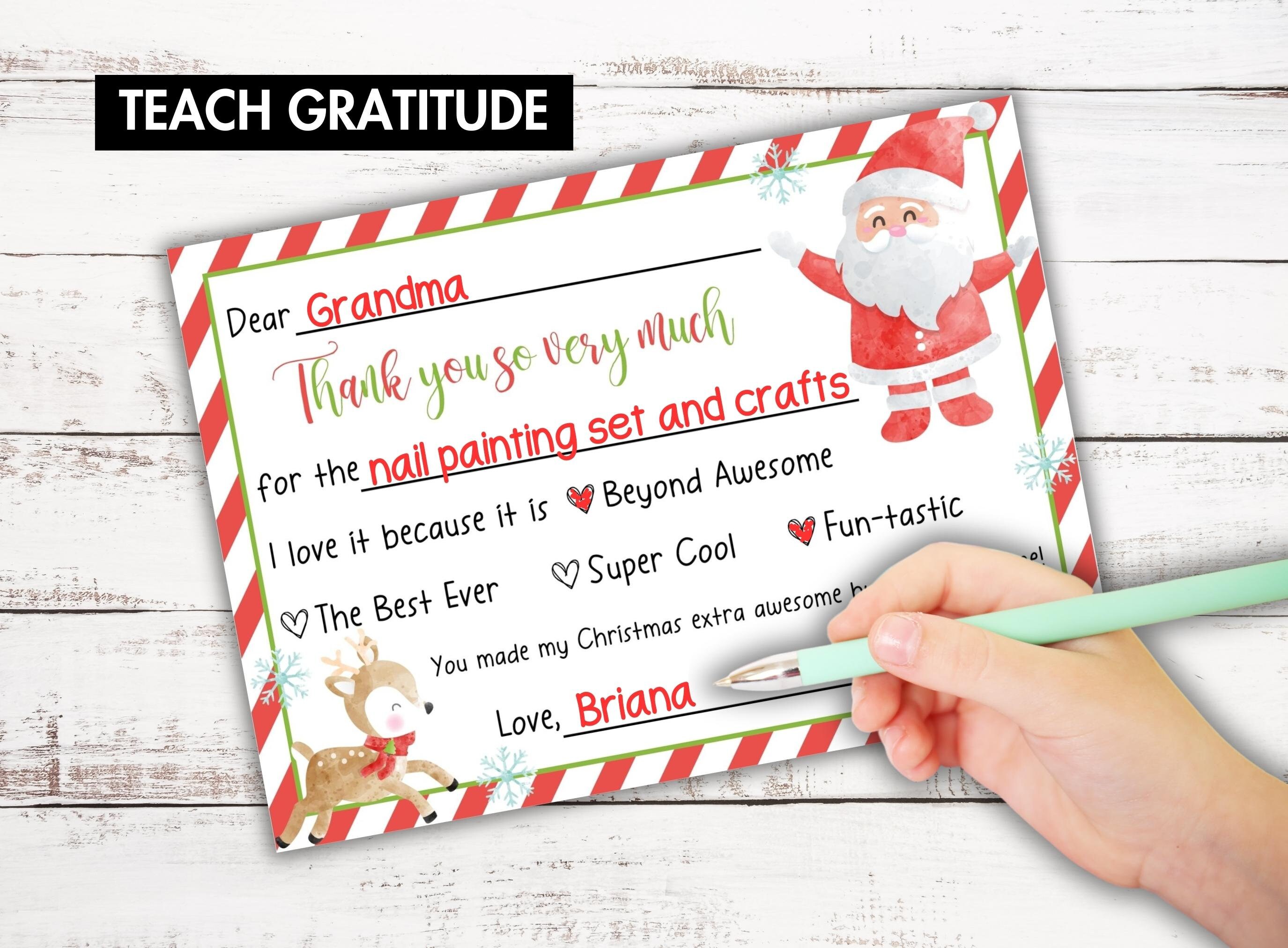 Printable Christmas Thank You Cards for Kids - Etsy