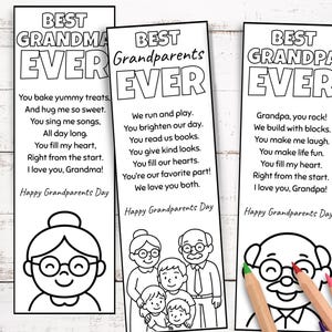 Grandparents Day Bookmarks, Coloring Bookmarks Printable, Bookmark From ...