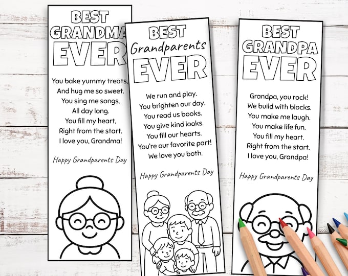 Grandparents Day Bookmarks Printable Grandparent's Day Activity Grandpa ...