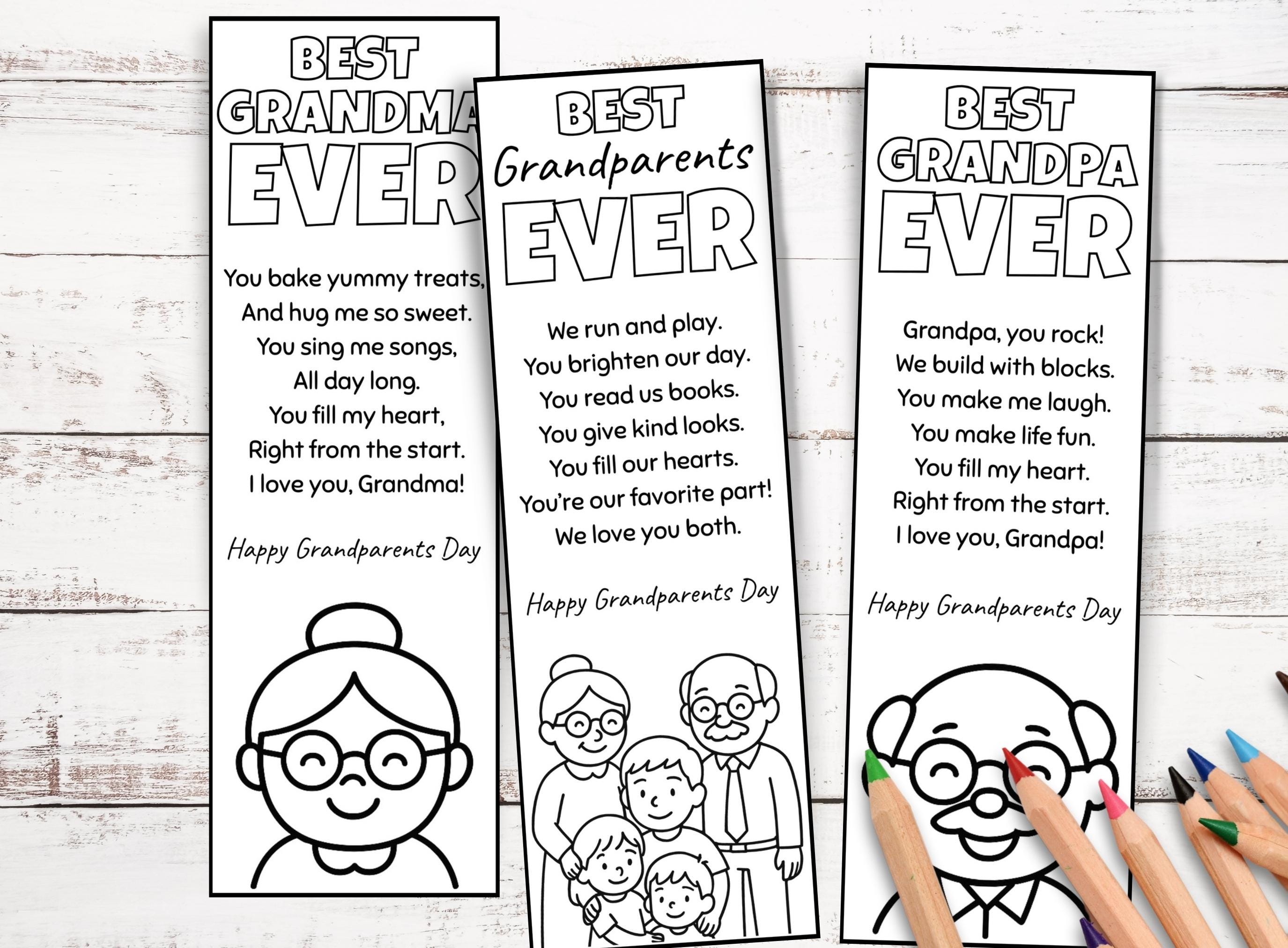 Grandparents Day Bookmarks, Coloring Bookmarks Printable, Bookmark From ...