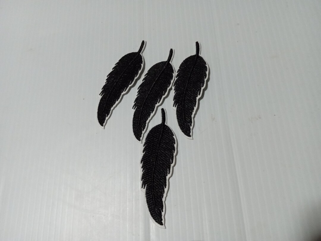 4 Pcs Unit Iron on Vinyl Embroidery Black Color Feather Patches - Etsy