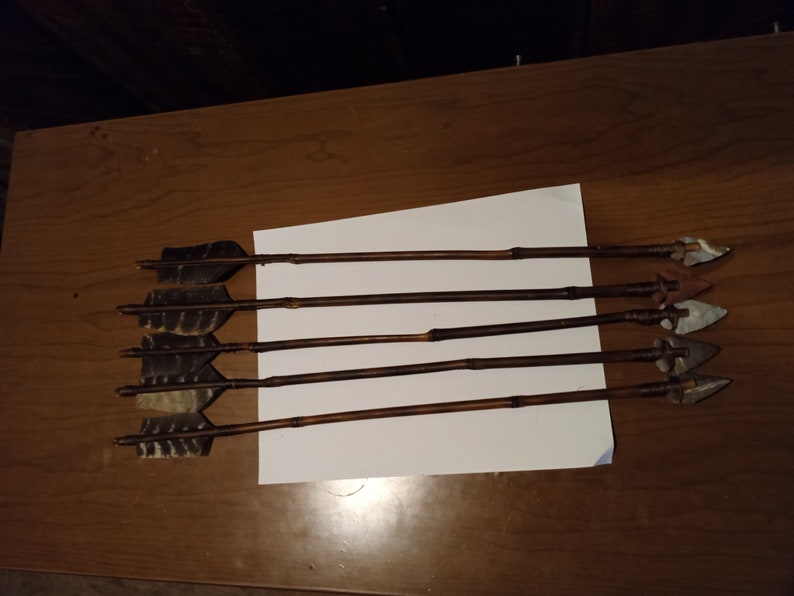 5 Pcs Unit 18.5" River Cane Primitive Style Arrows W/1.5" Agate ...