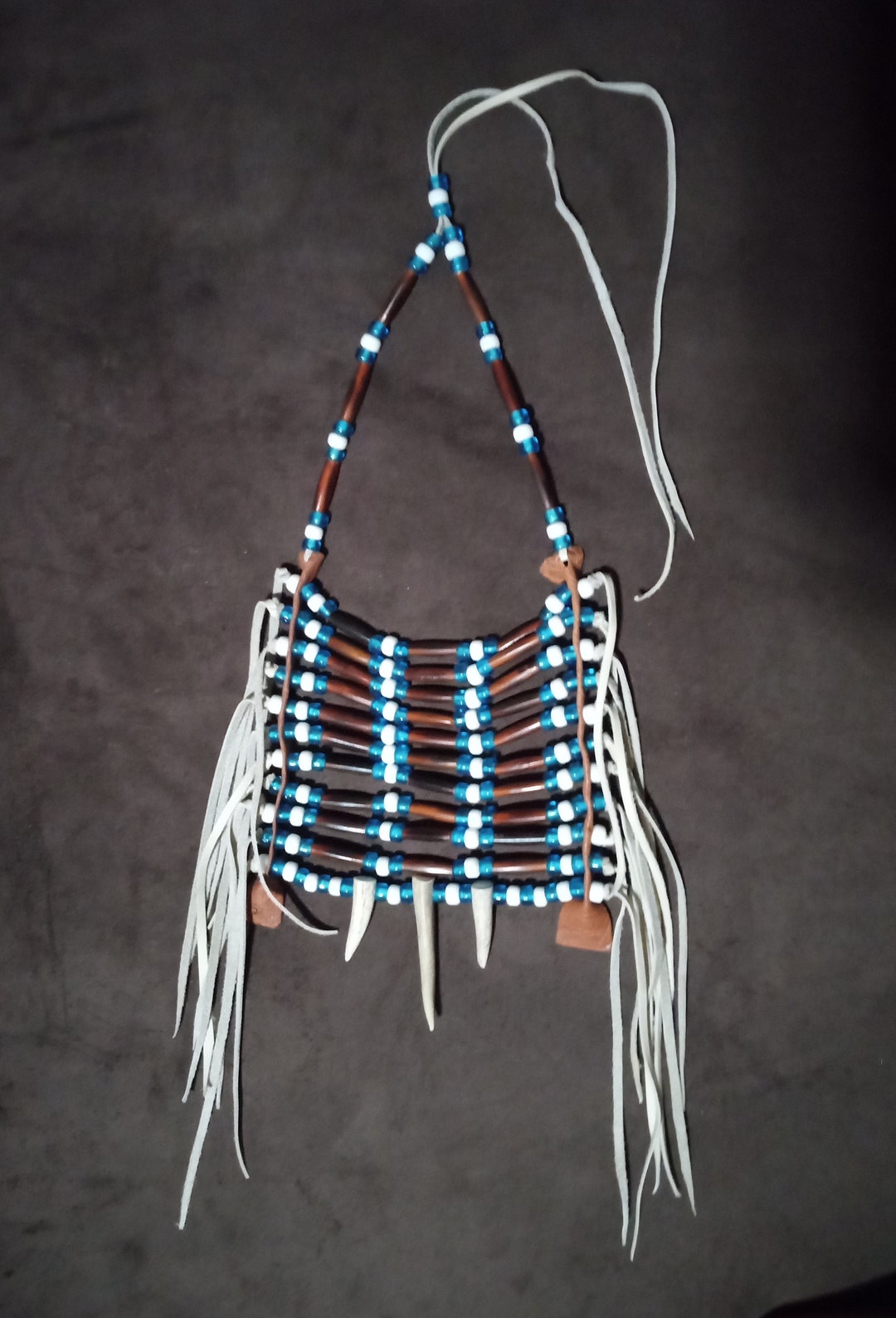 11 Strands Bone Barrel Beads, Glass Beads, Deer Antler Tips, Genuine ...