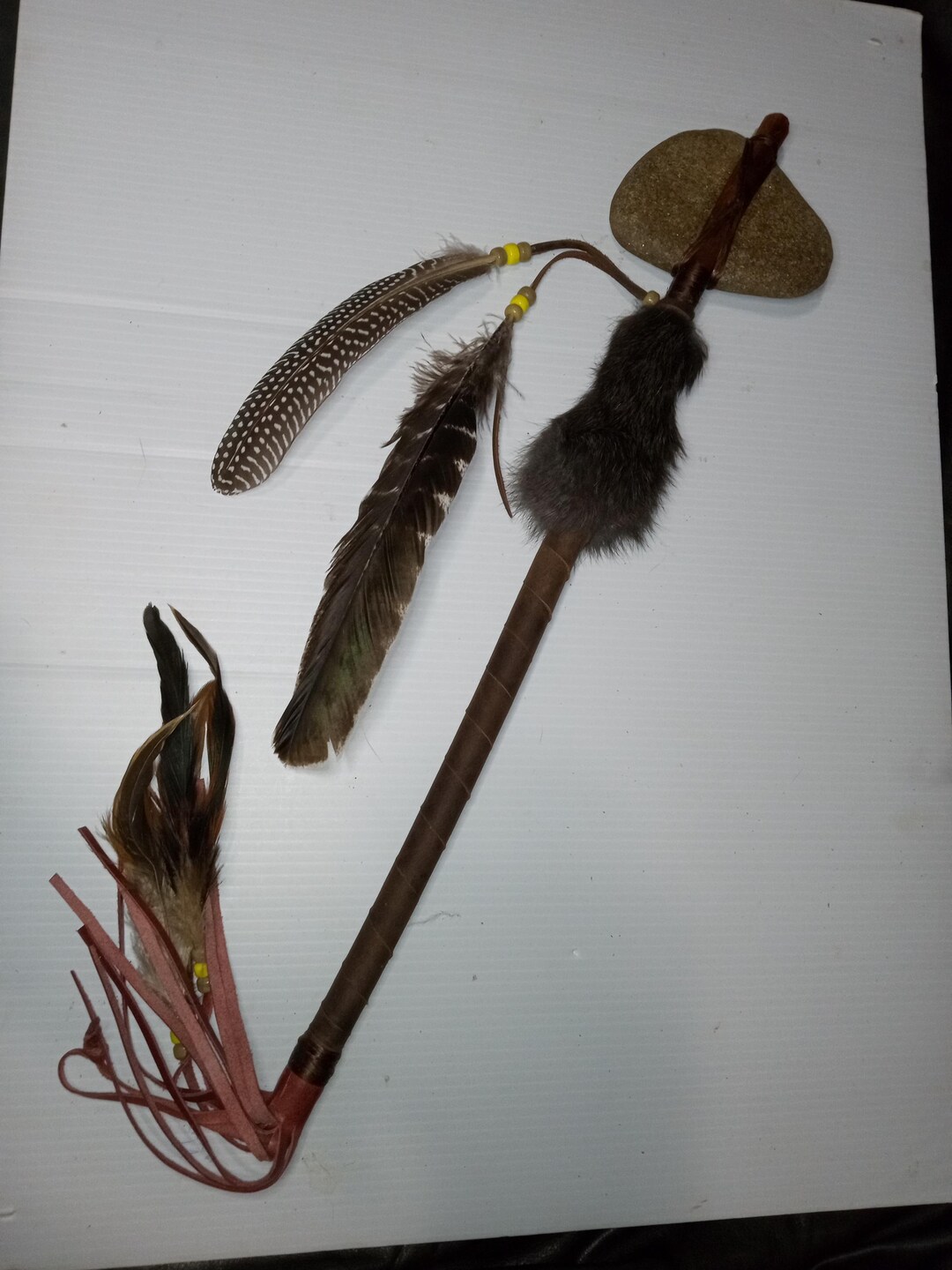 Decorative Stone/river Rock Tomahawk Club Wall Hanging With Rivercane ...