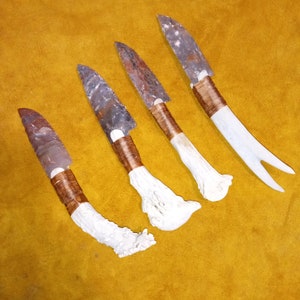 Decorative Primitive Style 10" Agate Knife Deer Antler Handle for Home ...
